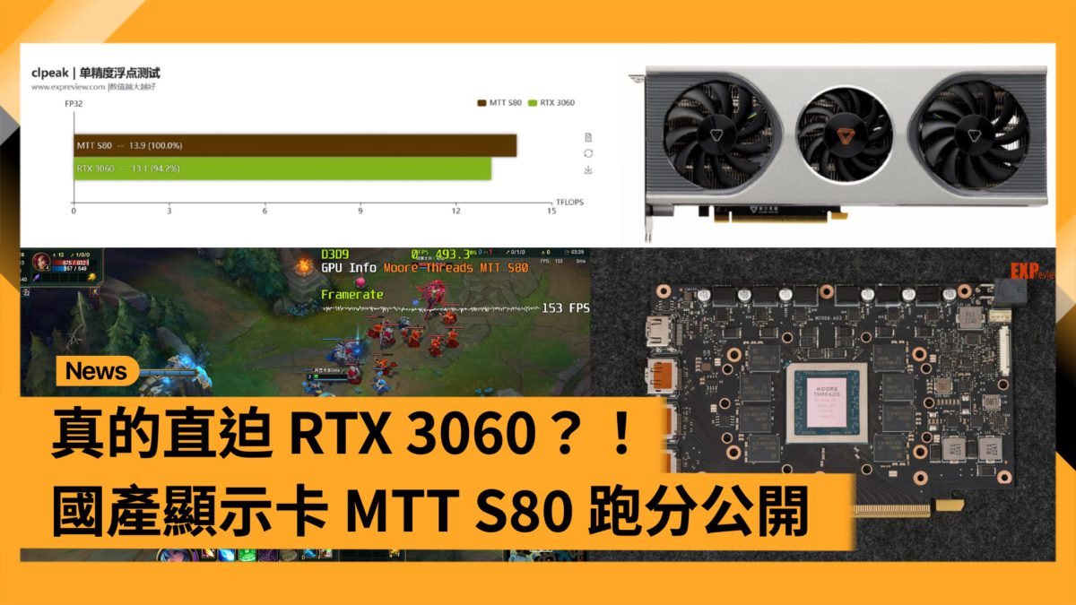 國產顯示卡 MTT S80 跑分公開 真的直迫 RTX 3060？！ - PCM