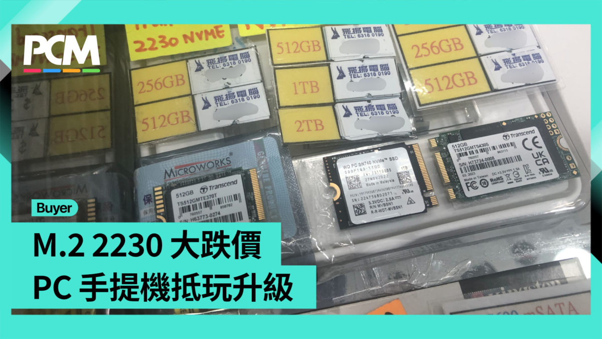 【場料】M.2 2230 大跌價 PC 手提機抵玩升級 - PCM
